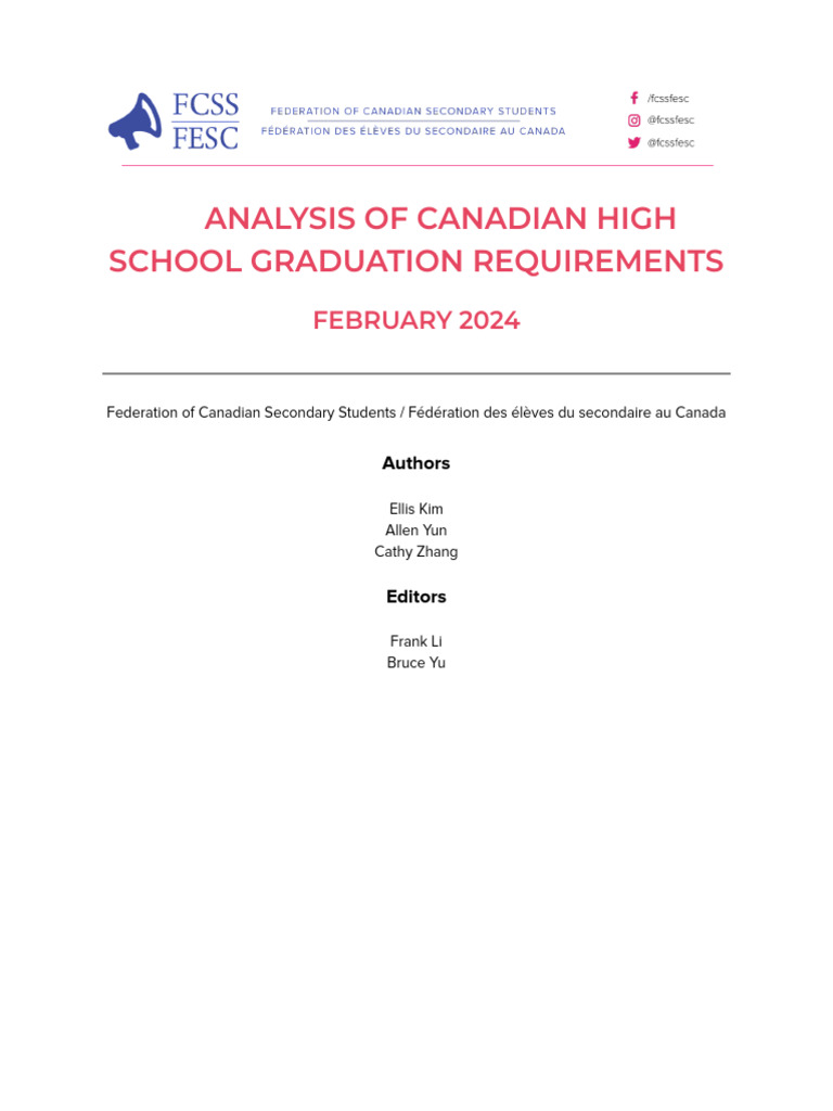 Analysis of Canadian High School Graduation Requirements | PDF | High ...