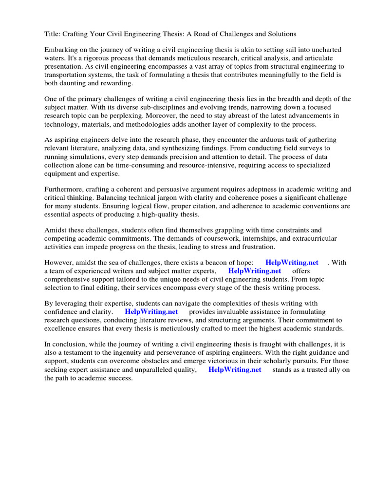 Civil Engineering Sample Thesis Title | PDF | Thesis | Engineering