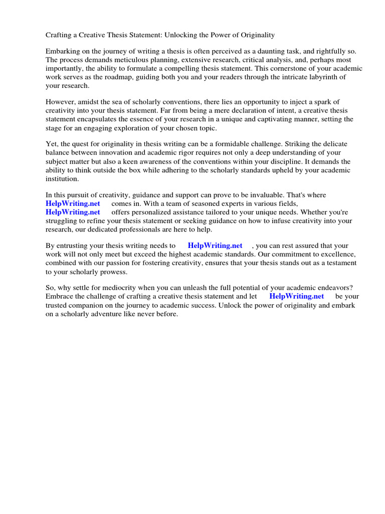 Creative Thesis Writing Guide | PDF | Essays | Thesis