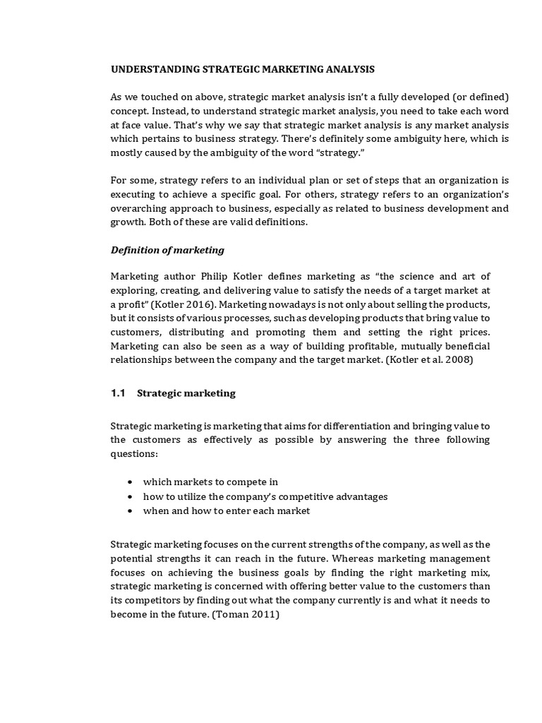 Strategic Marketing Analysis | PDF | Marketing | Brand