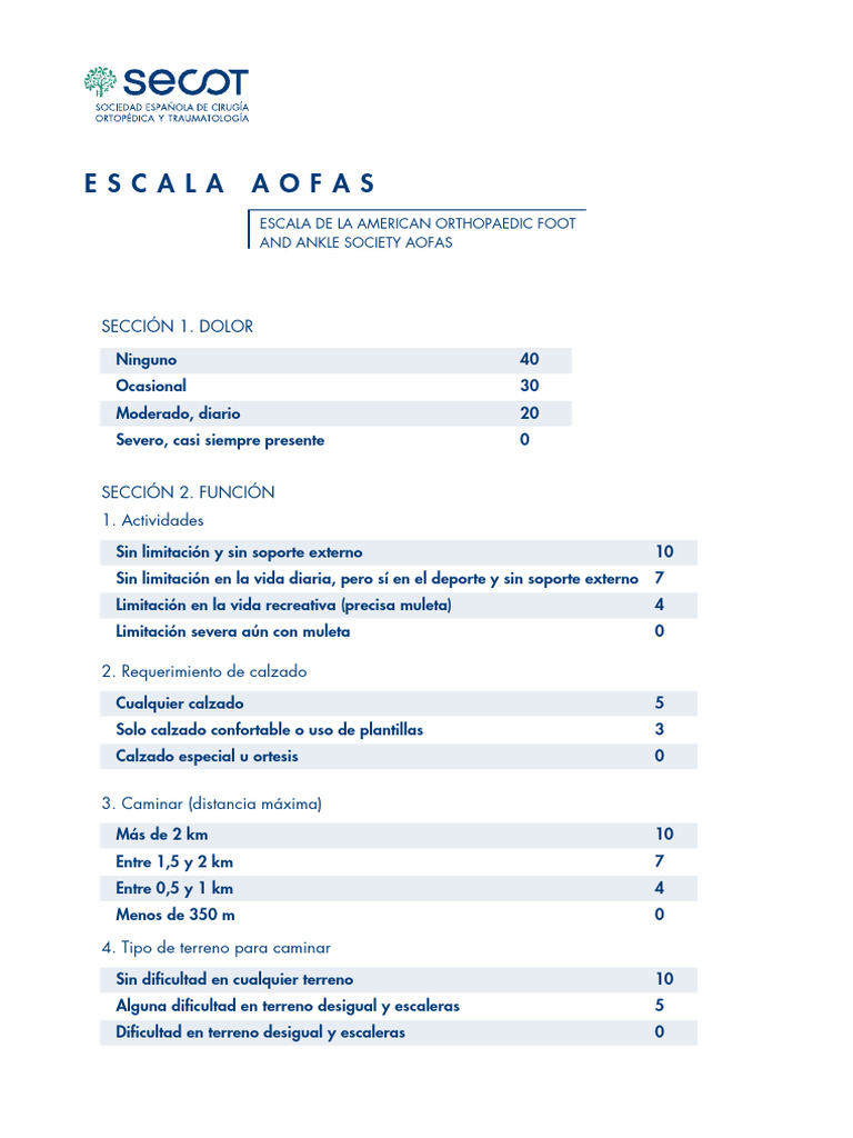 Escala AOFAS | PDF