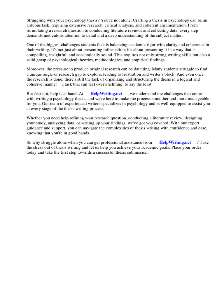 Thesis For Psychology Students | PDF | Psychology | Thesis