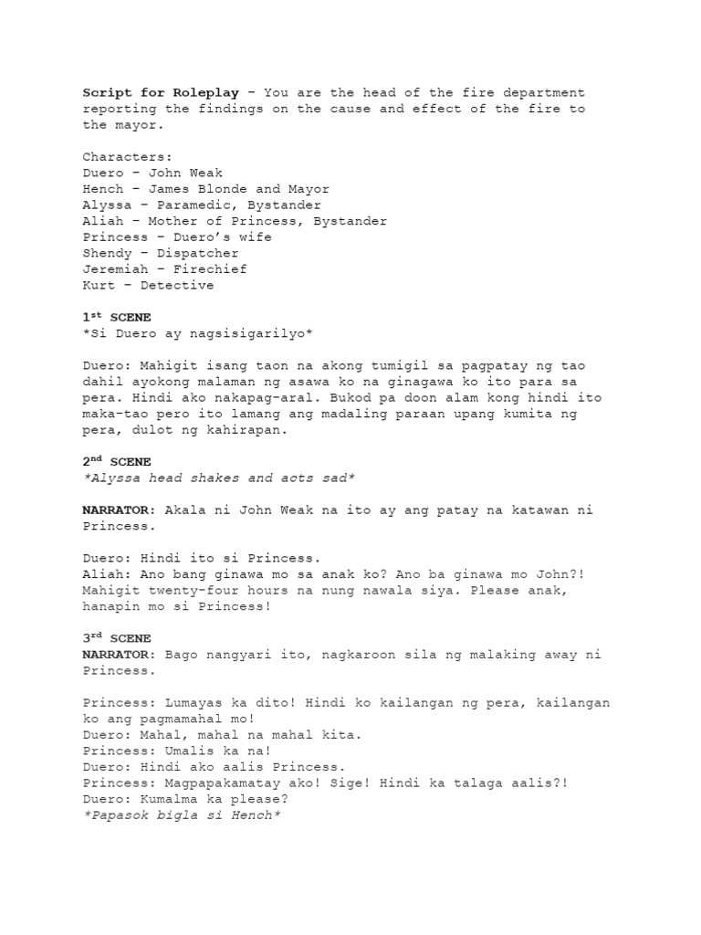 Script For Roleplay | PDF