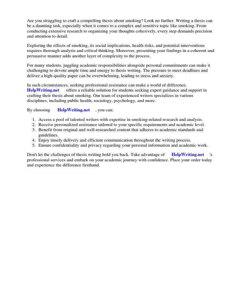 Sample Thesis About Smoking | PDF | Cigarette | Smoking