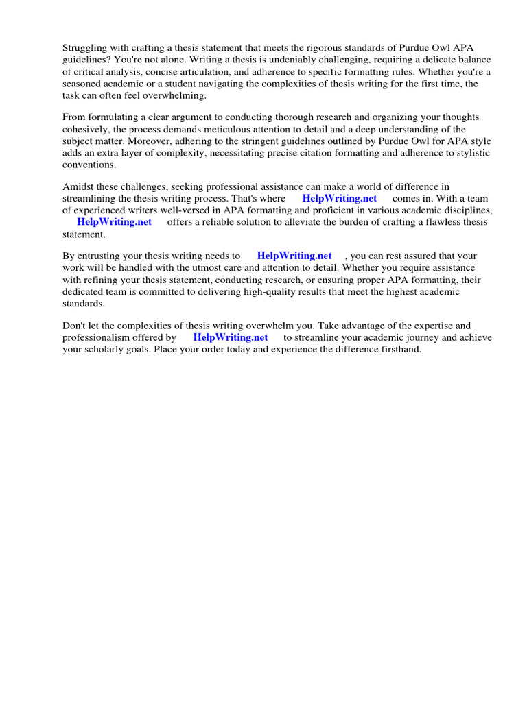Mastering Thesis Statements in APA | PDF