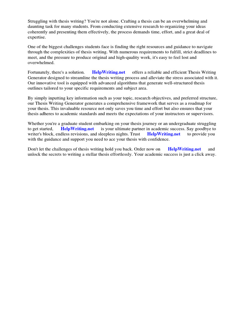 Thesis Writing Generator | PDF