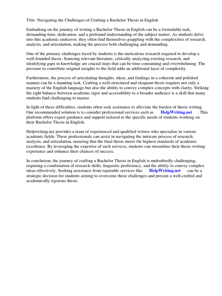 Bachelor Thesis English Example | PDF | Thesis | Corporate Social ...