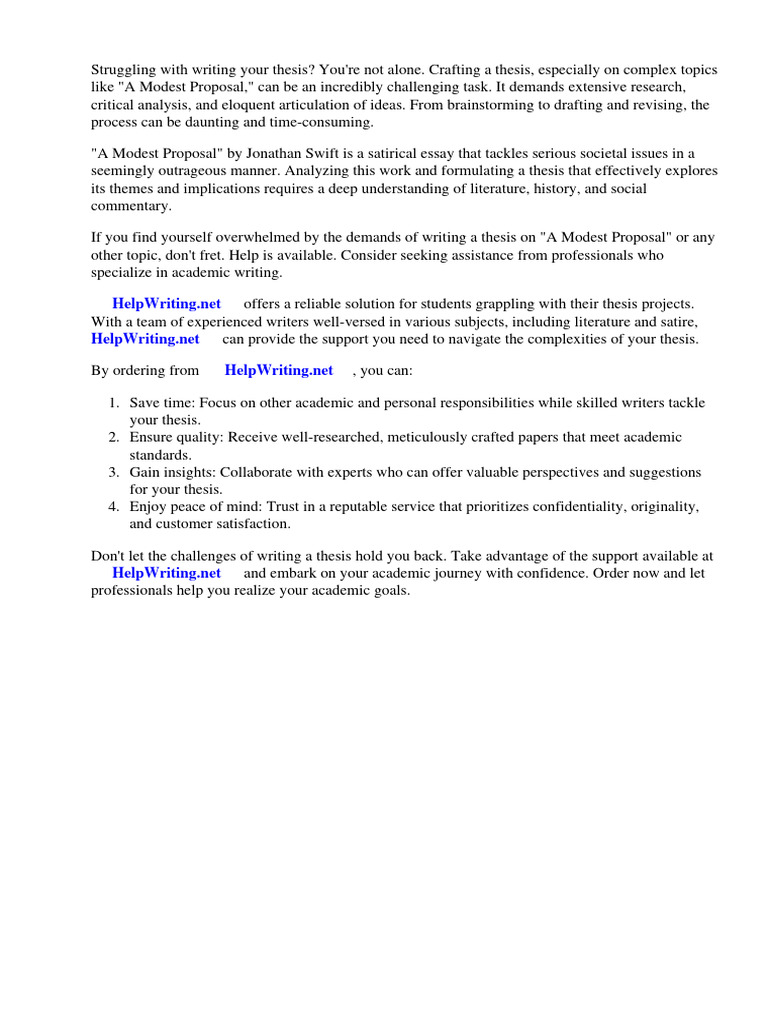 Thesis of A Modest Proposal | PDF