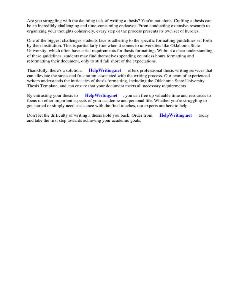 Oklahoma State University Thesis Template | Download Free PDF | Thesis ...