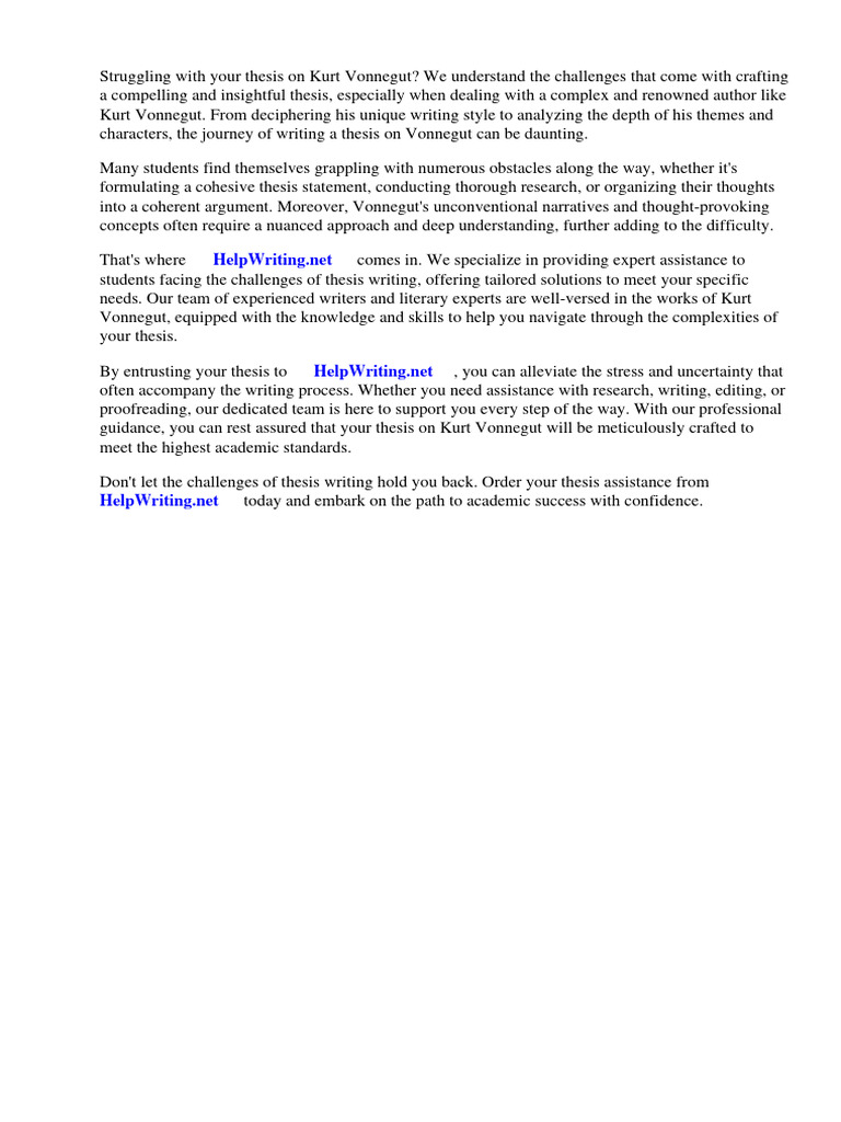 Thesis Kurt Vonnegut | PDF | Kurt Vonnegut