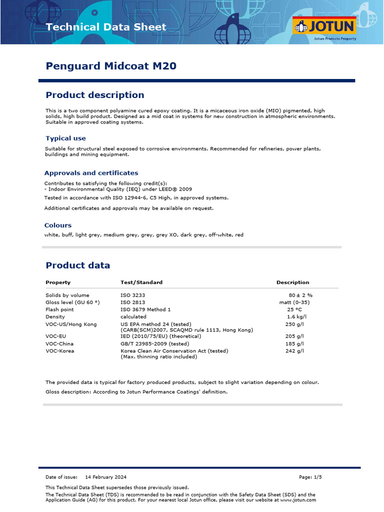 TDS Penguard Midcoat M20 (Midcoat) | PDF | Coating | Paint