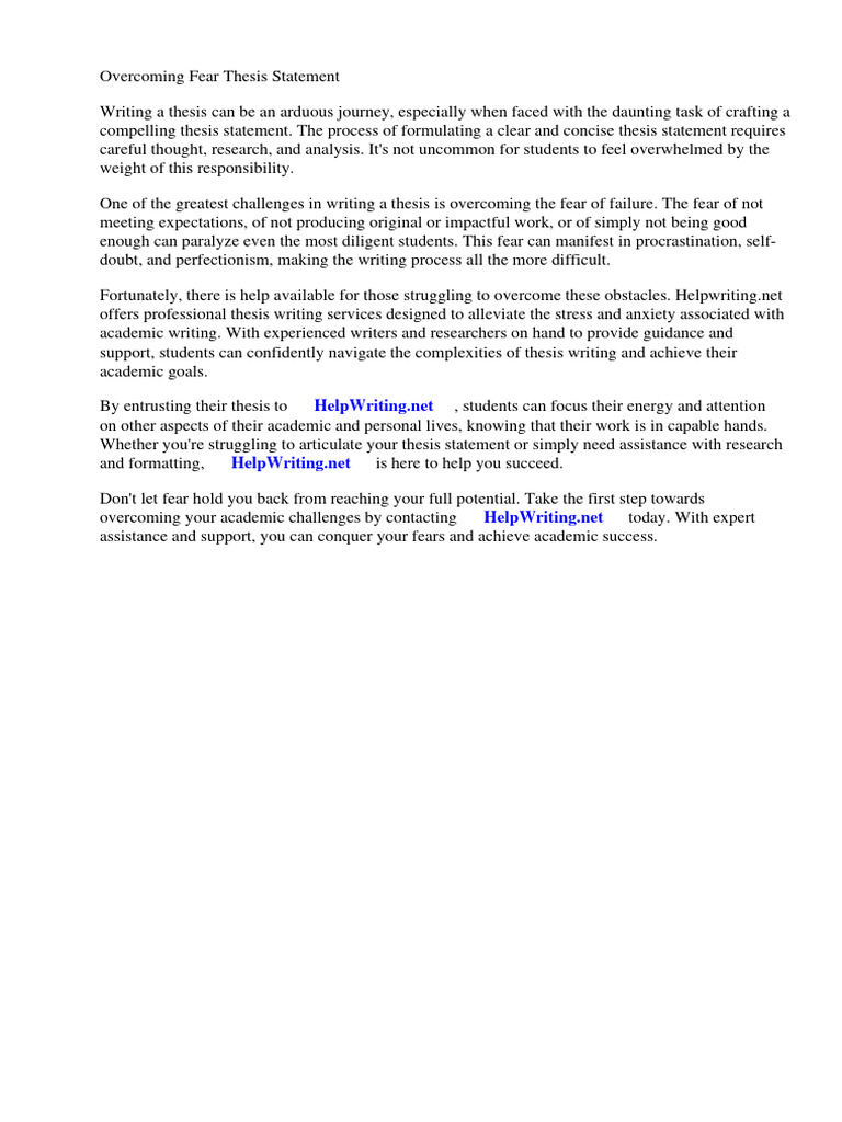 Overcoming Fear in Thesis Writing | PDF | Essays | Fear
