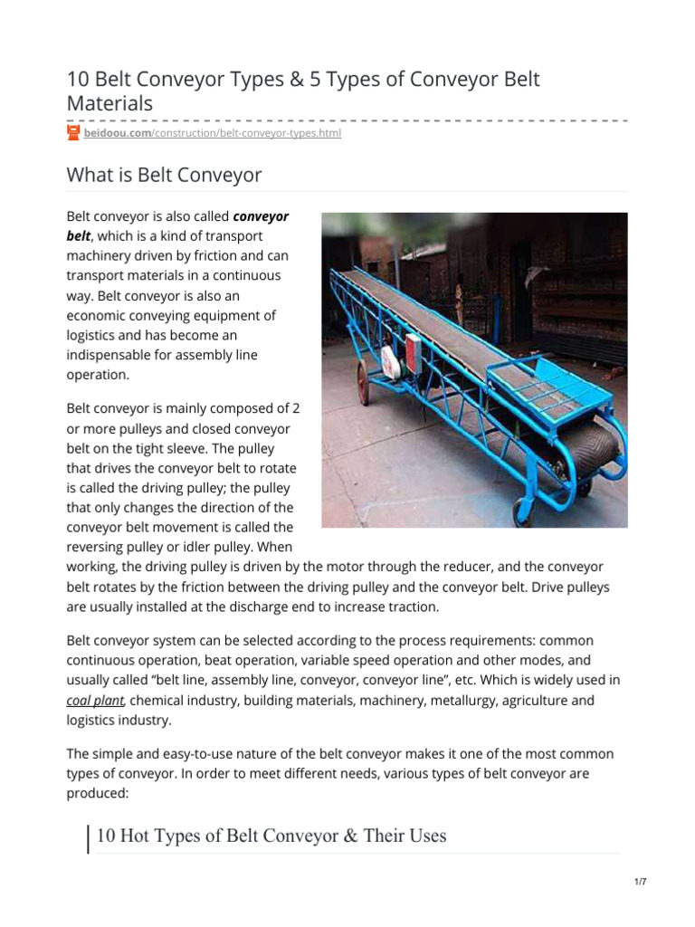 Belt Conveyor Types | Download Free PDF | Belt (Mechanical ...