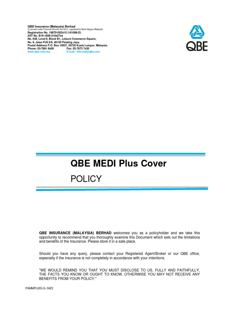 Medi Plus Policy Wording | PDF | Insurance | Cancer