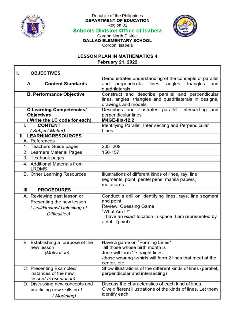 COT-MATH - Obj. 16 | PDF | Perpendicular | Line (Geometry)
