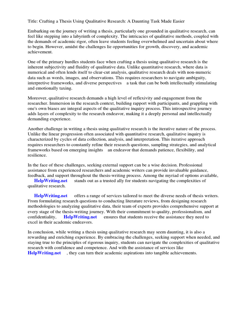 Example of Thesis Using Qualitative Research | PDF | Methodology ...