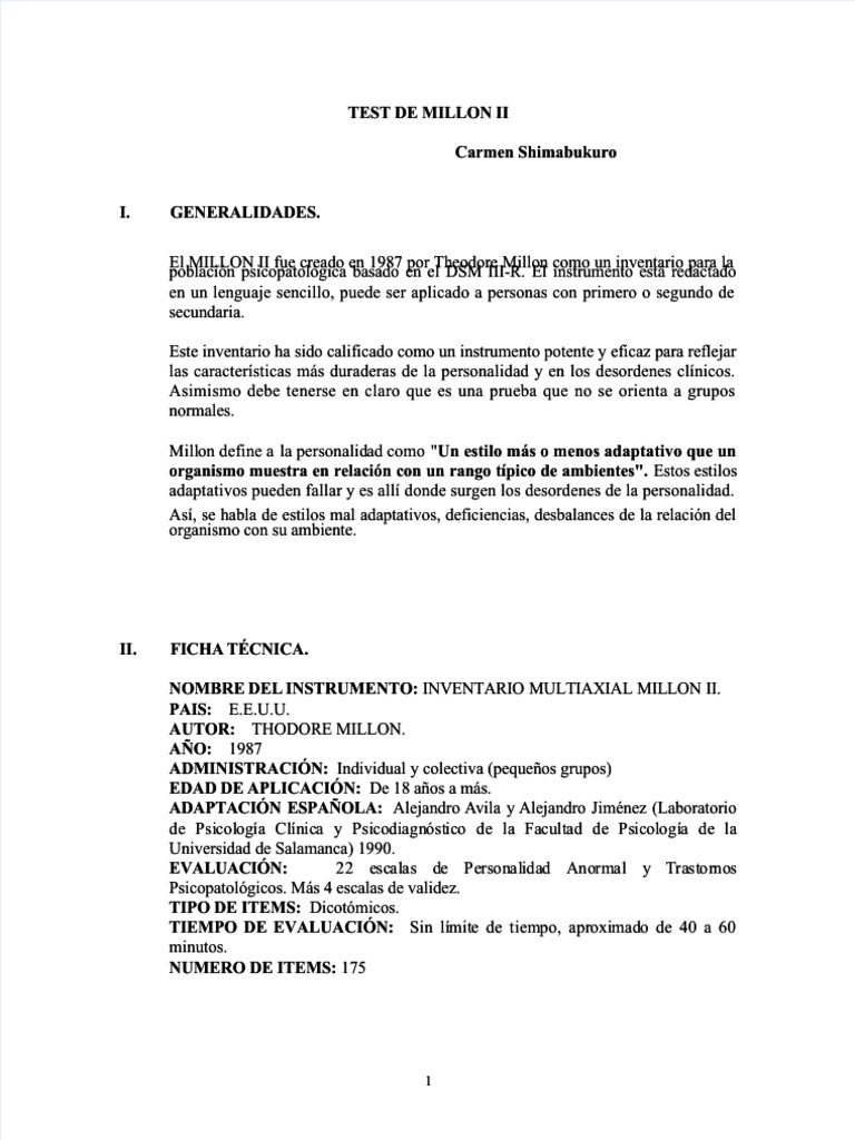 PDF Test de Millon II - Compress | PDF