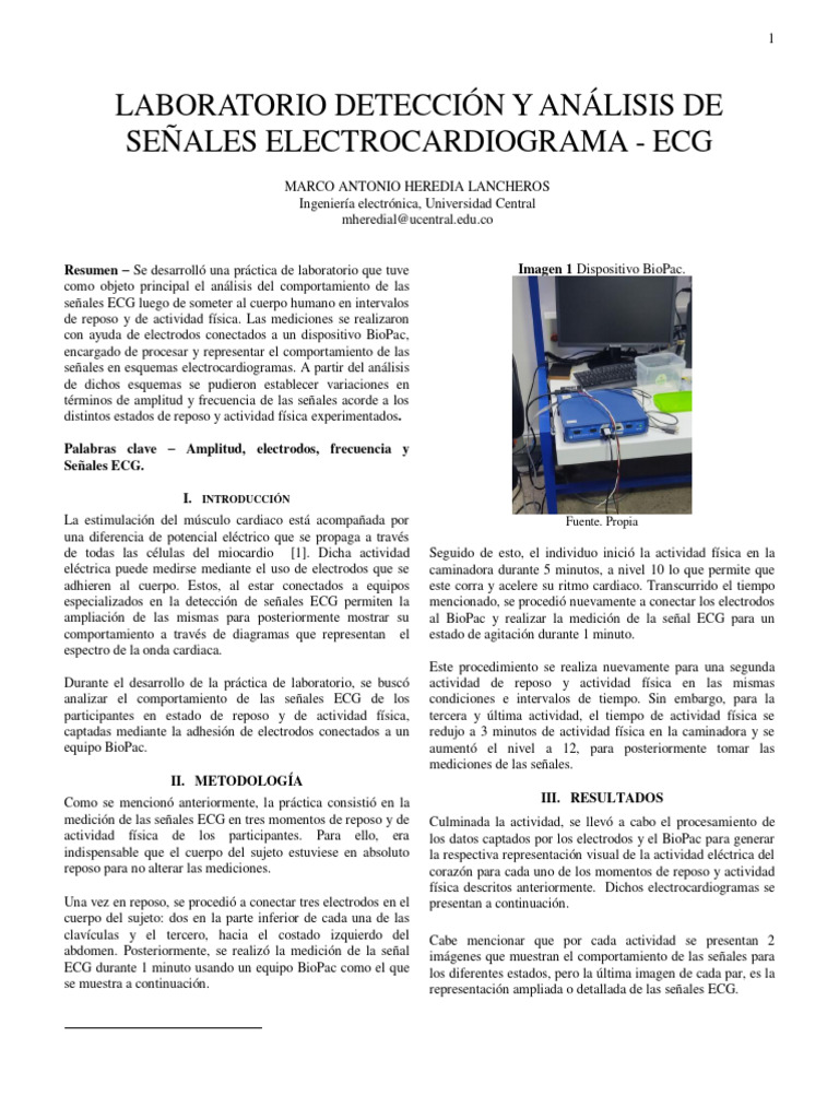 Informe Laboratorio Ecg Actividad | Descargar gratis PDF ...