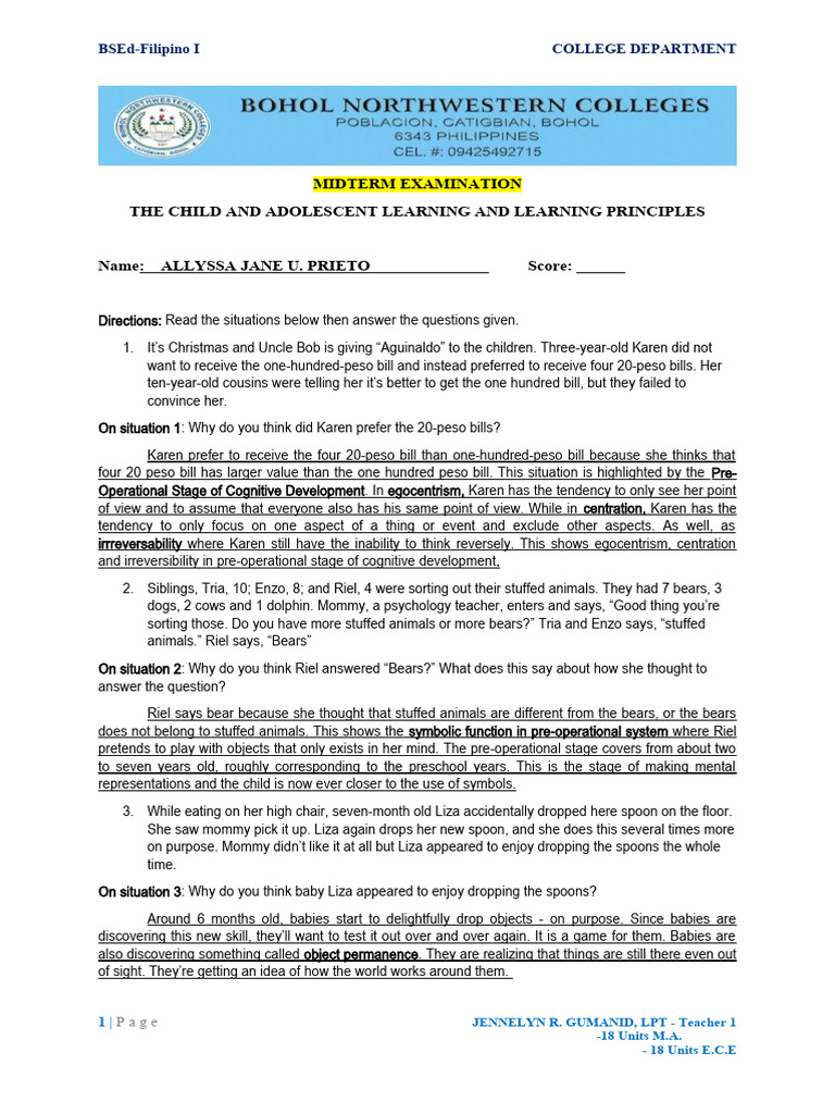 Educ 1. Midterm - Prieto, Allyssa Jane U. | PDF