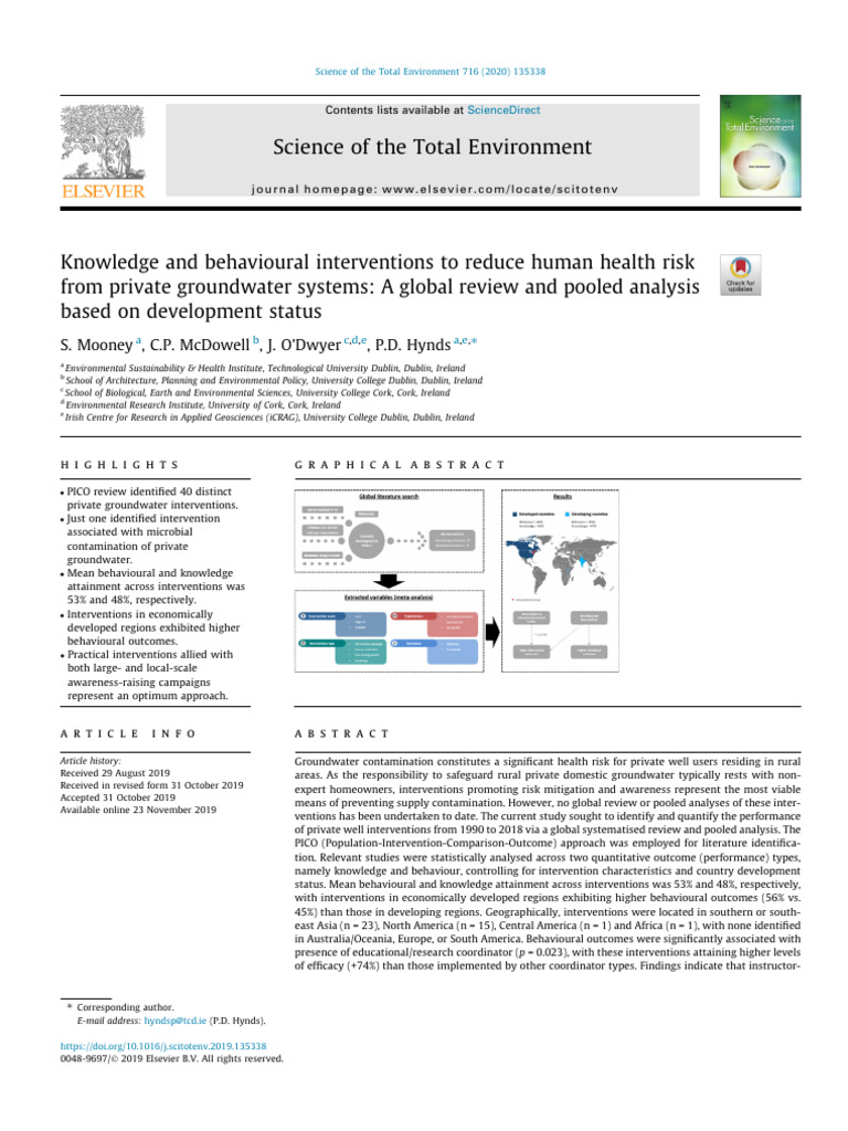 Science of The Total Environment: S. Mooney, C.P. Mcdowell, J. O'Dwyer ...