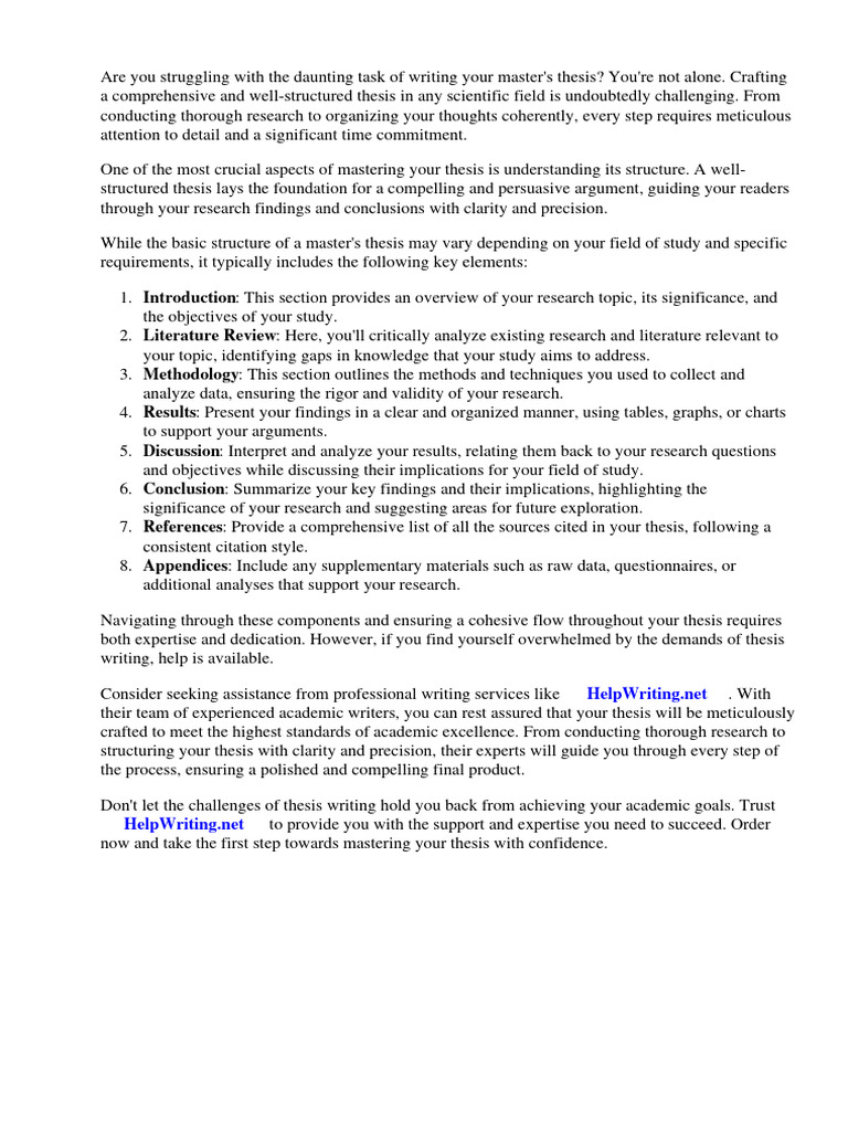 Master Thesis Structure Science | PDF | Thesis | Methodology