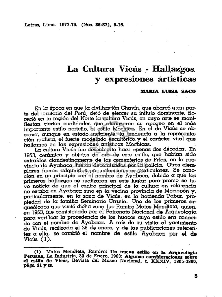 La Cultura Vicus | PDF | Era precolombina | Andes