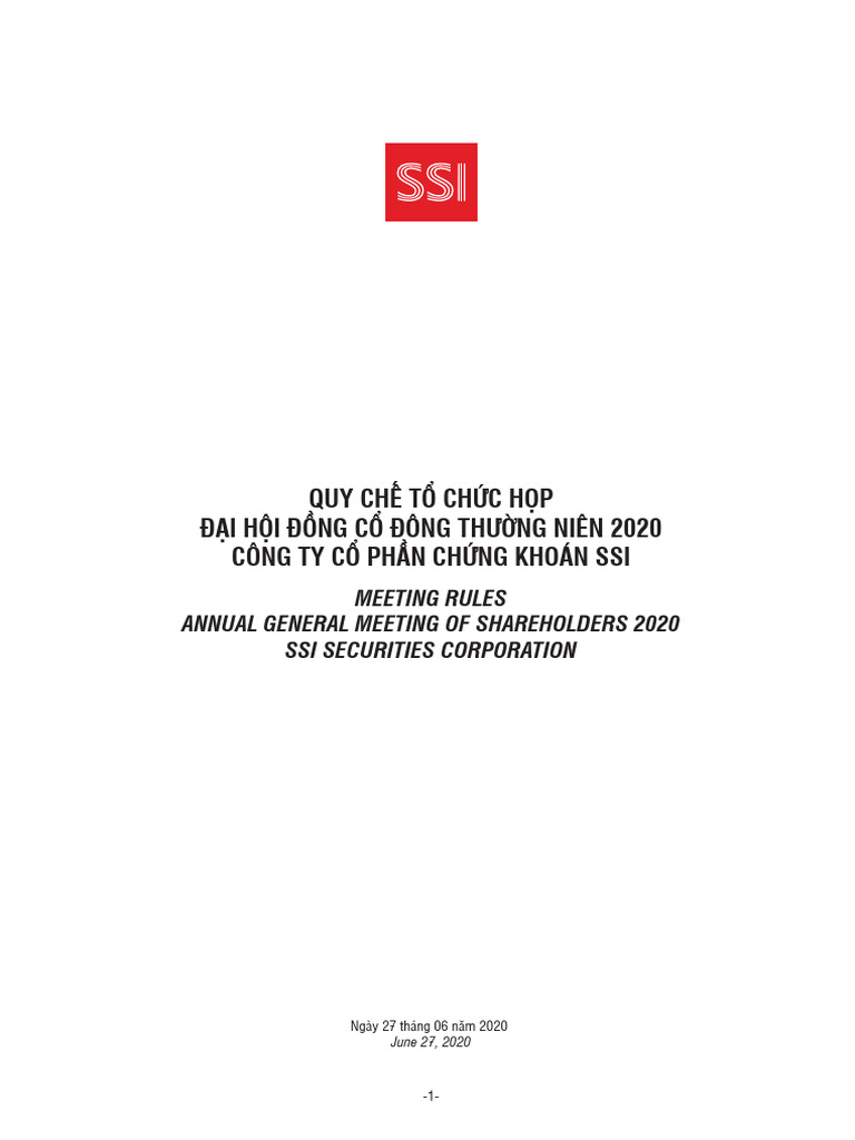 SSI - AGM2020 Meeting Rules | PDF