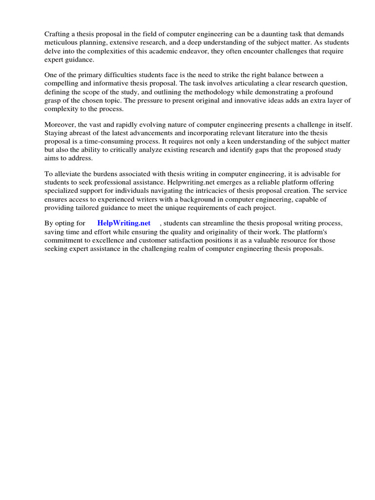 Examples of Thesis Proposal For Computer Engineering | PDF