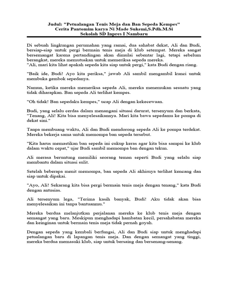 Lomba Pantomim SD Inp I Nambaru | PDF