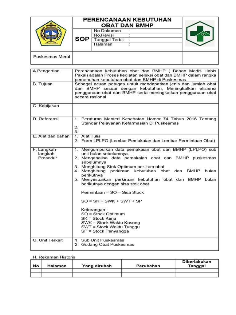 2. SOP Perencanaan Kebutuhan Obat dan BMHP' | PDF