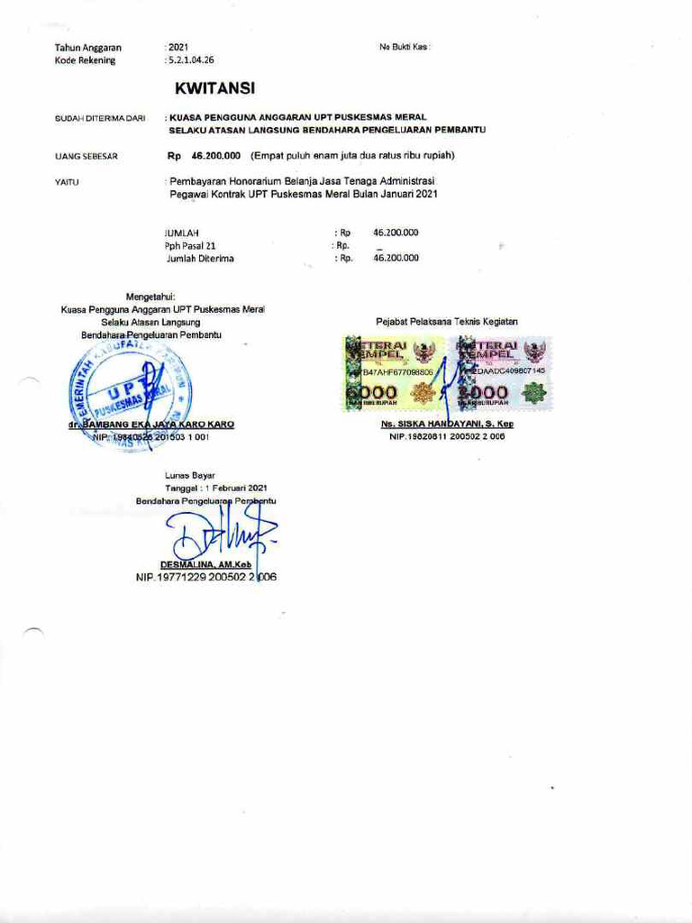 KWITANSI DAN AMPRAH 2021 - Revi | PDF