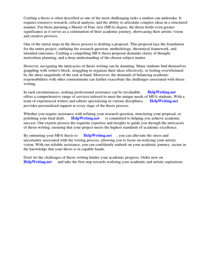 Mfa Thesis Proposal Example | PDF