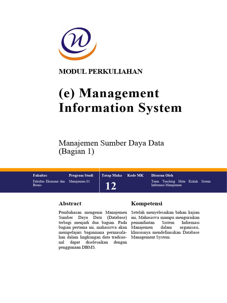 Modul SIM - Pertemuan 12 - DatabaseII | PDF