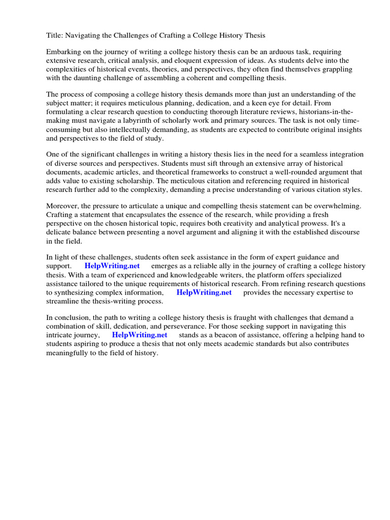 How To Write A College History Thesis | PDF | Thesis | Essays