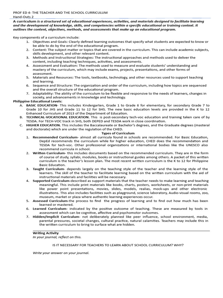 Handouts 2 | PDF | Curriculum | Educational Assessment