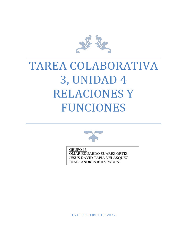 TAREA3 Relaciones y Funciones | PDF