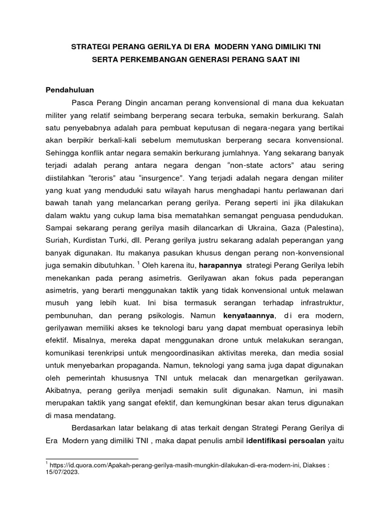 Strategi Perang Gerilya TNI Modern | PDF | Politik | Sejarah