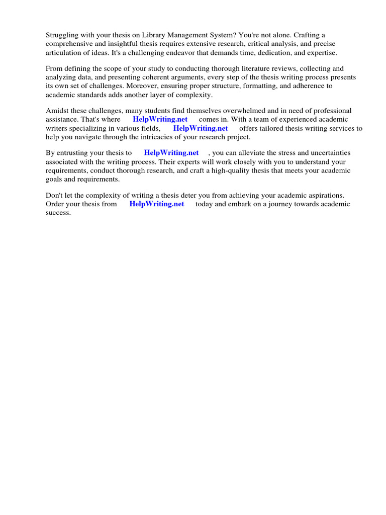 Library Management System Thesis Free | PDF