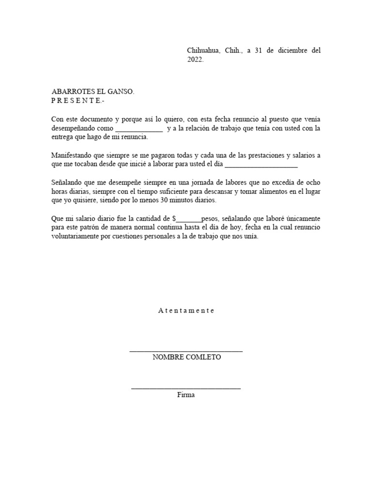 Carta de Finiquito | PDF