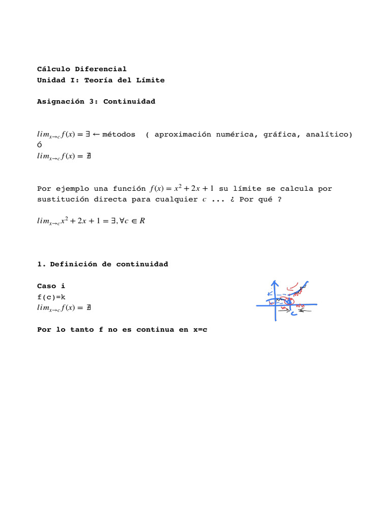 Asignación 3 Continuidad Cálculo Diferencial | PDF