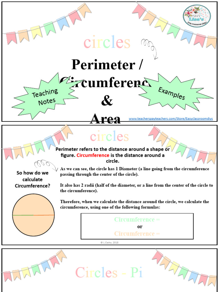 Perimeter and Area of A Circle | Download Free PDF | Area | Circle