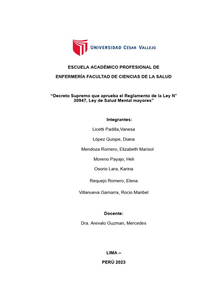 SALUD MENTAL-Informe PC1-final | PDF | Hospital | Salud mental