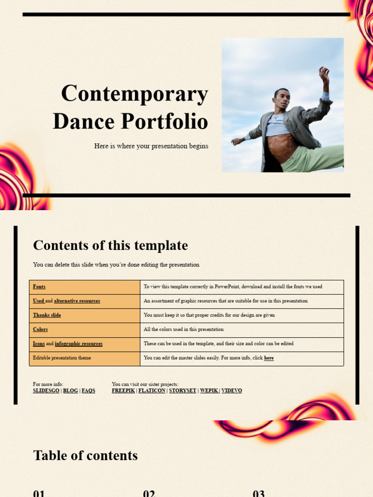 Contemporary Dance Portfolio by Slidesgo | PDF