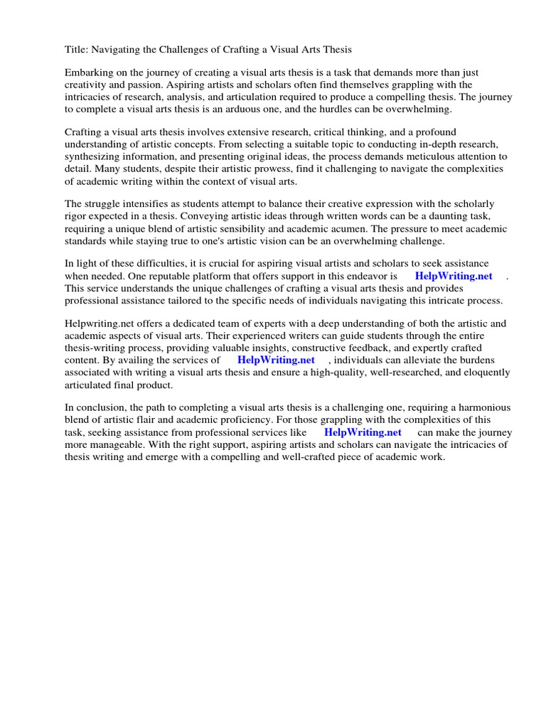 Visual Arts Thesis Topics | PDF | Thesis | Essays