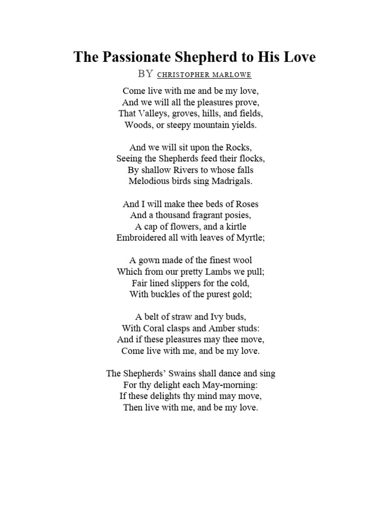 The Passionate Shepherd to His Love | PDF