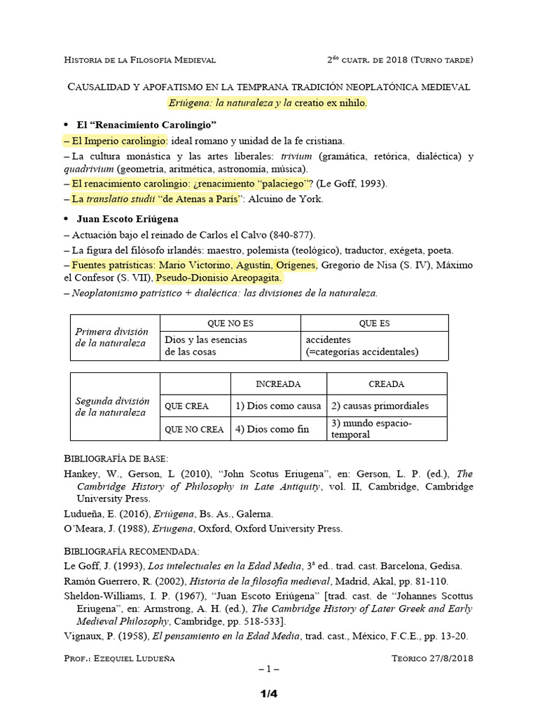 E3 Esquema de clase 03 (Eriúgena) | PDF | infinito | Esencia