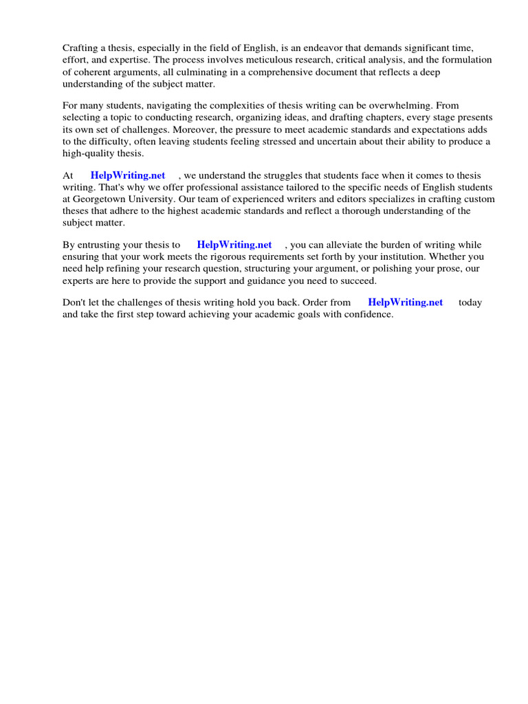 Georgetown English Thesis | PDF | Essays | Thesis