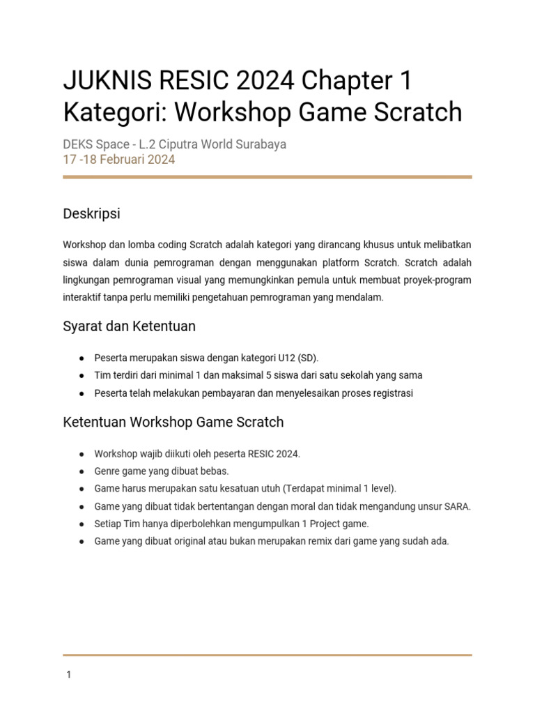 Juknis Workshop Scratch | PDF