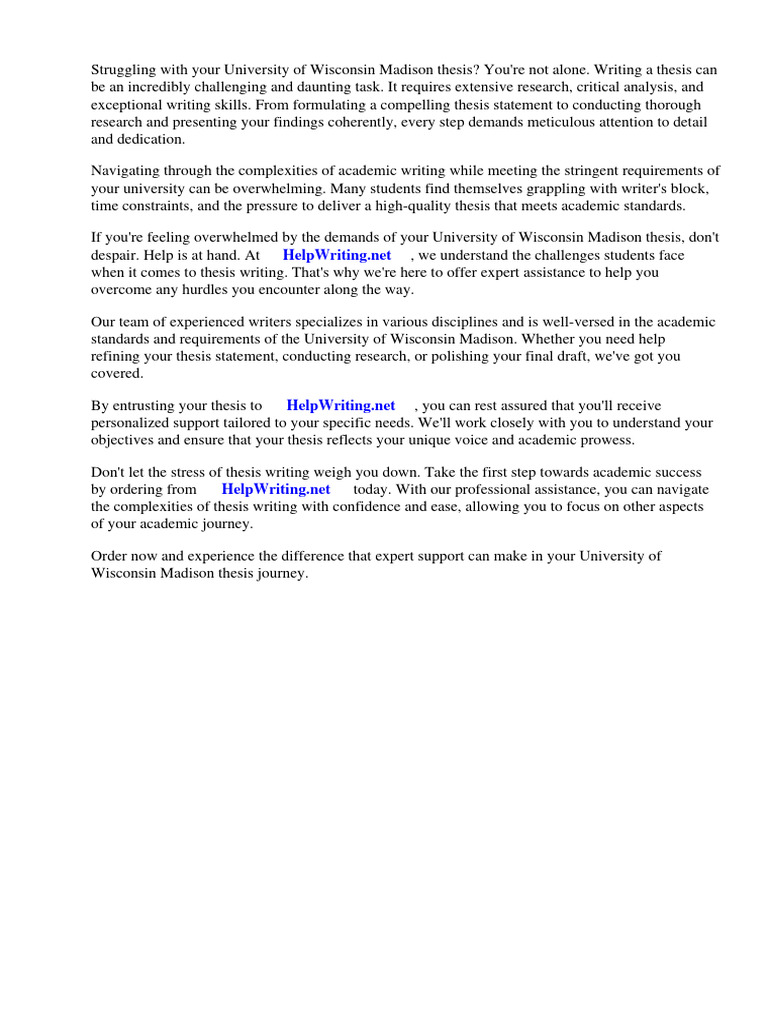 University of Wisconsin Madison Thesis | PDF | University Of Wisconsin ...