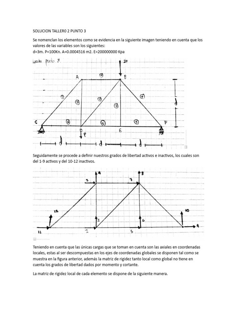 Análisis de Rigidez Estructural | PDF | Matriz (Matemáticas) | Rigidez